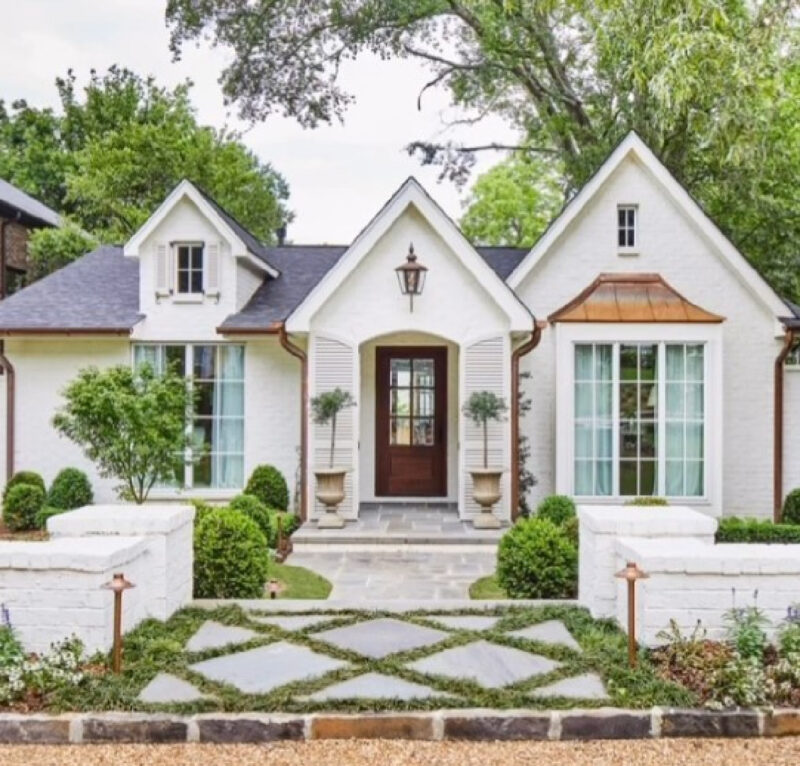 Façade Lovers Only: White Houses & Trim Color Ideas - Hello Lovely